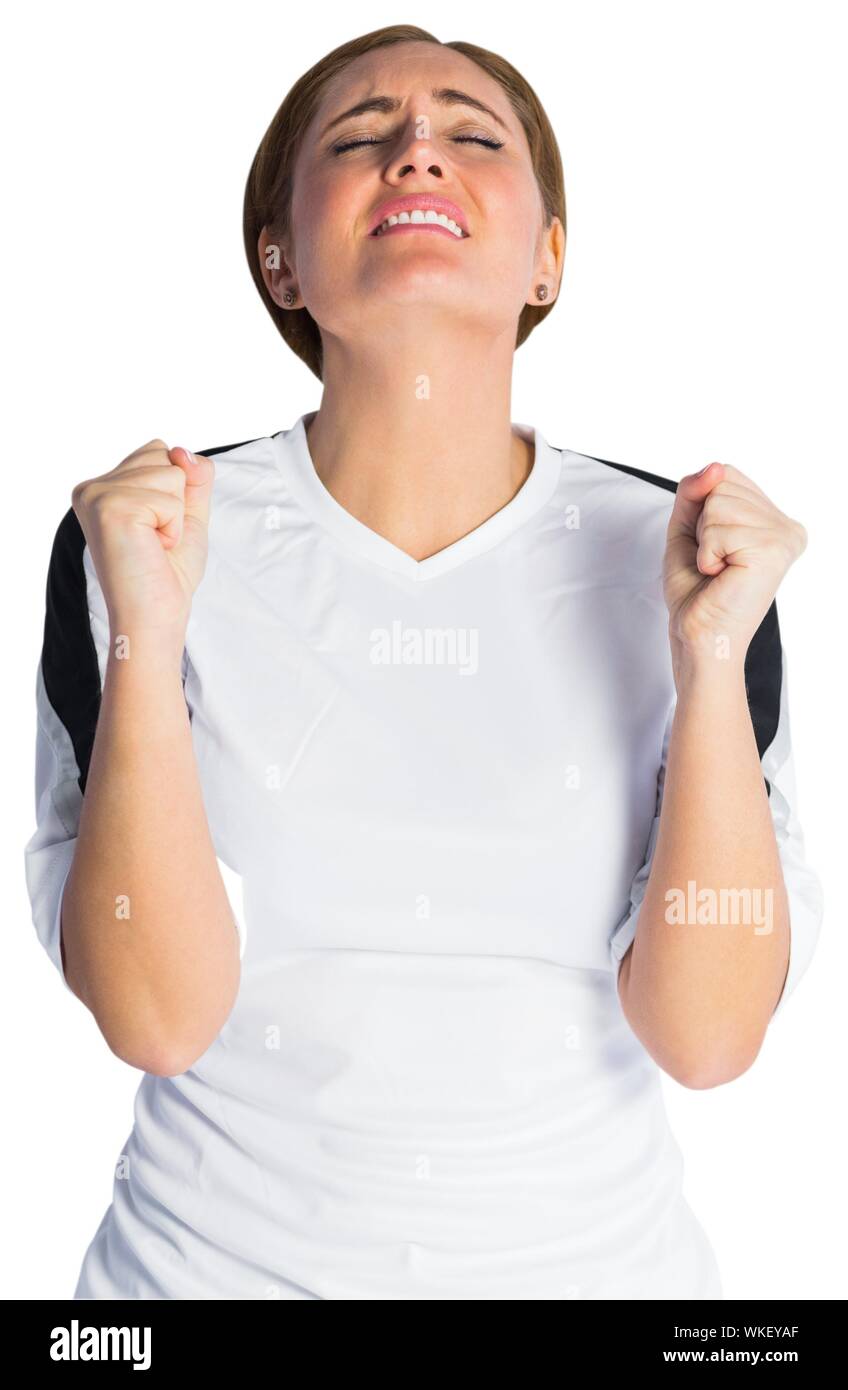 Nervous football fan in white on white background Stock Photo - Alamy
