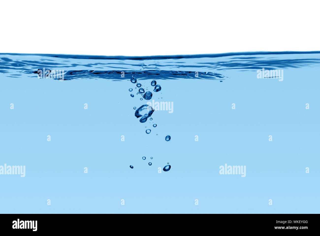 Blue water line with air bubbles isolated on a white background Stock ...
