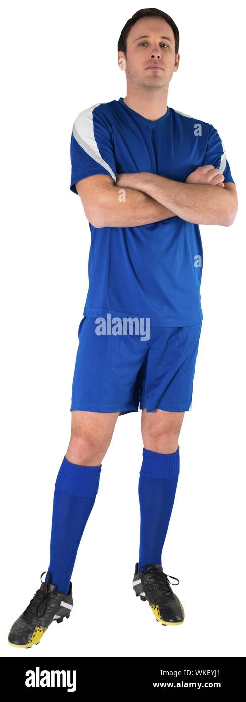 Handsome football player looking at camera on white background Stock ...