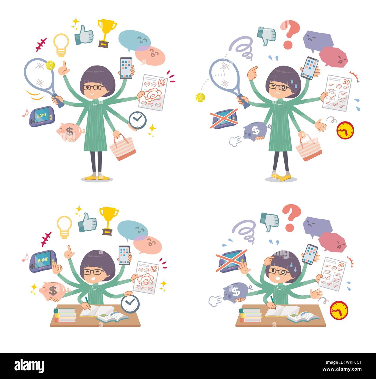 A set of girl who perform multitasking in the school.There are things ...