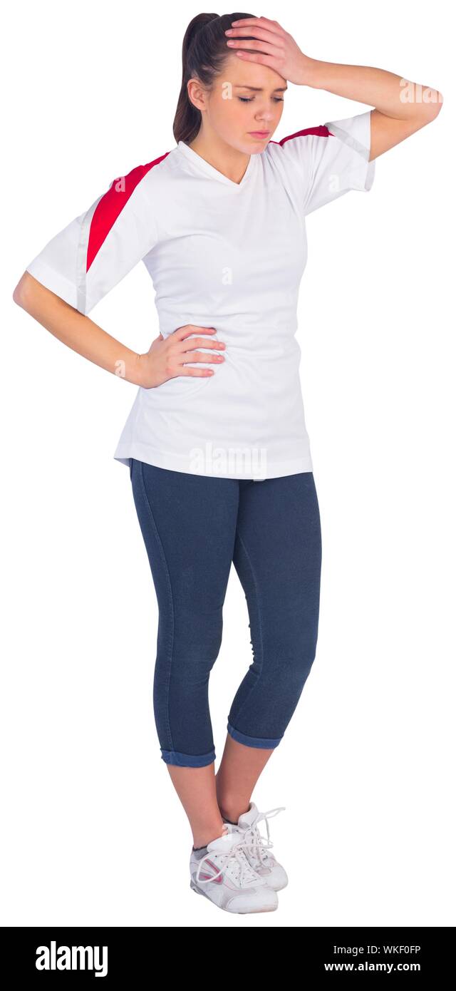 Disappointed football fan in white on white background Stock Photo - Alamy