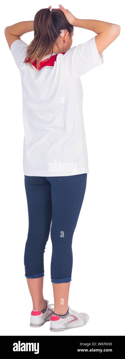 Disappointed football fan in white on white background Stock Photo - Alamy