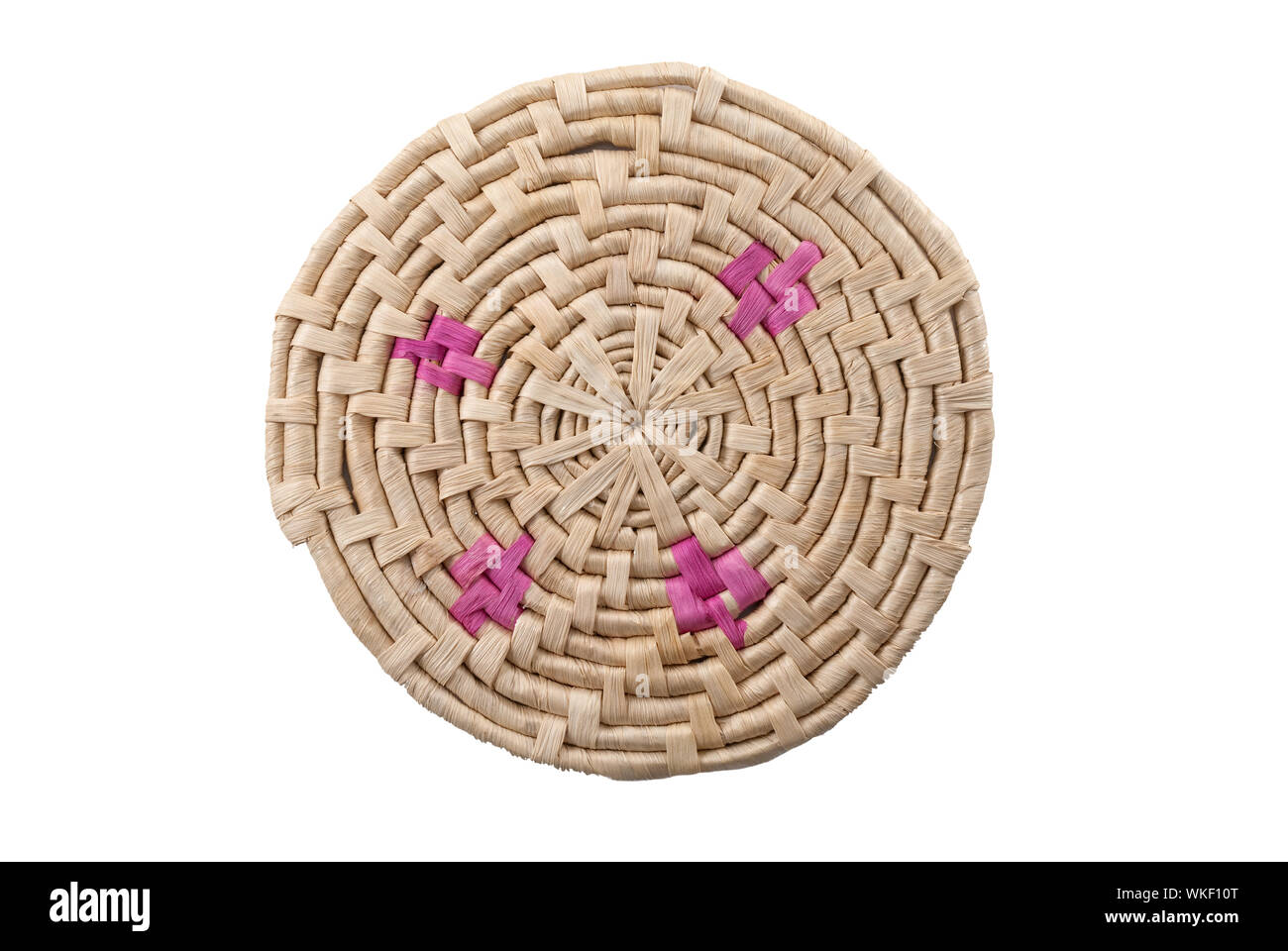 Round handmade colored mat isolated on white background Stock Photo - Alamy