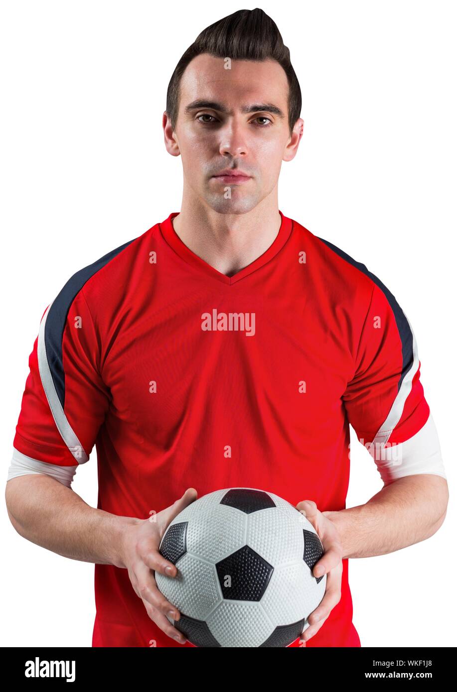 Handsome football fan looking at camera on white background Stock Photo ...