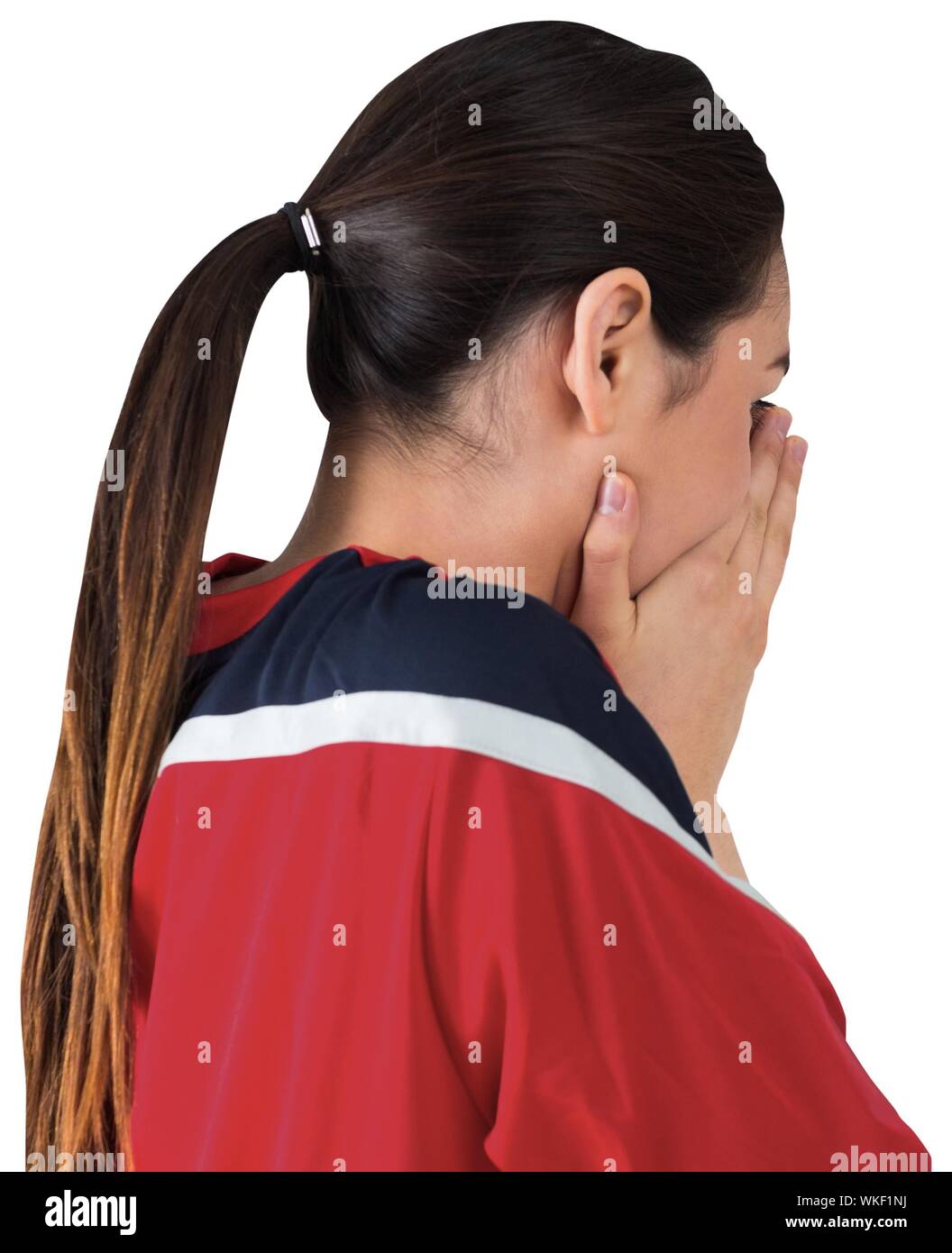 Nervous football fan looking ahead on white background Stock Photo - Alamy