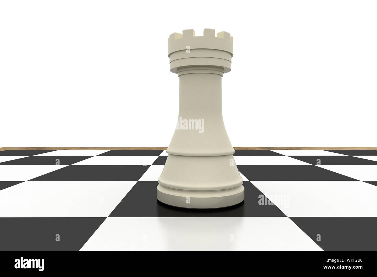 White rook on chess board on white background Stock Photo - Alamy
