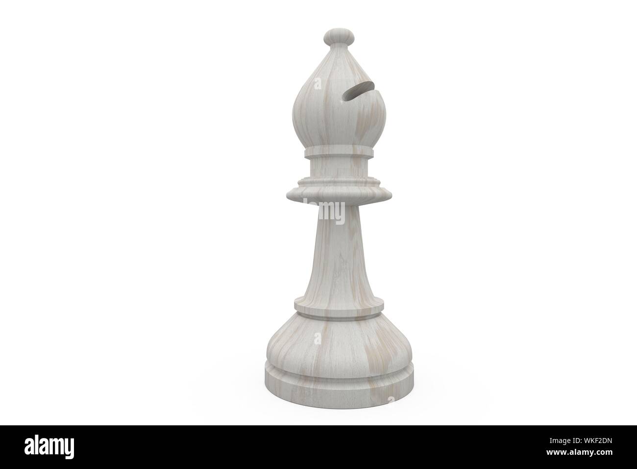 White bishop chess piece on white background Stock Photo - Alamy
