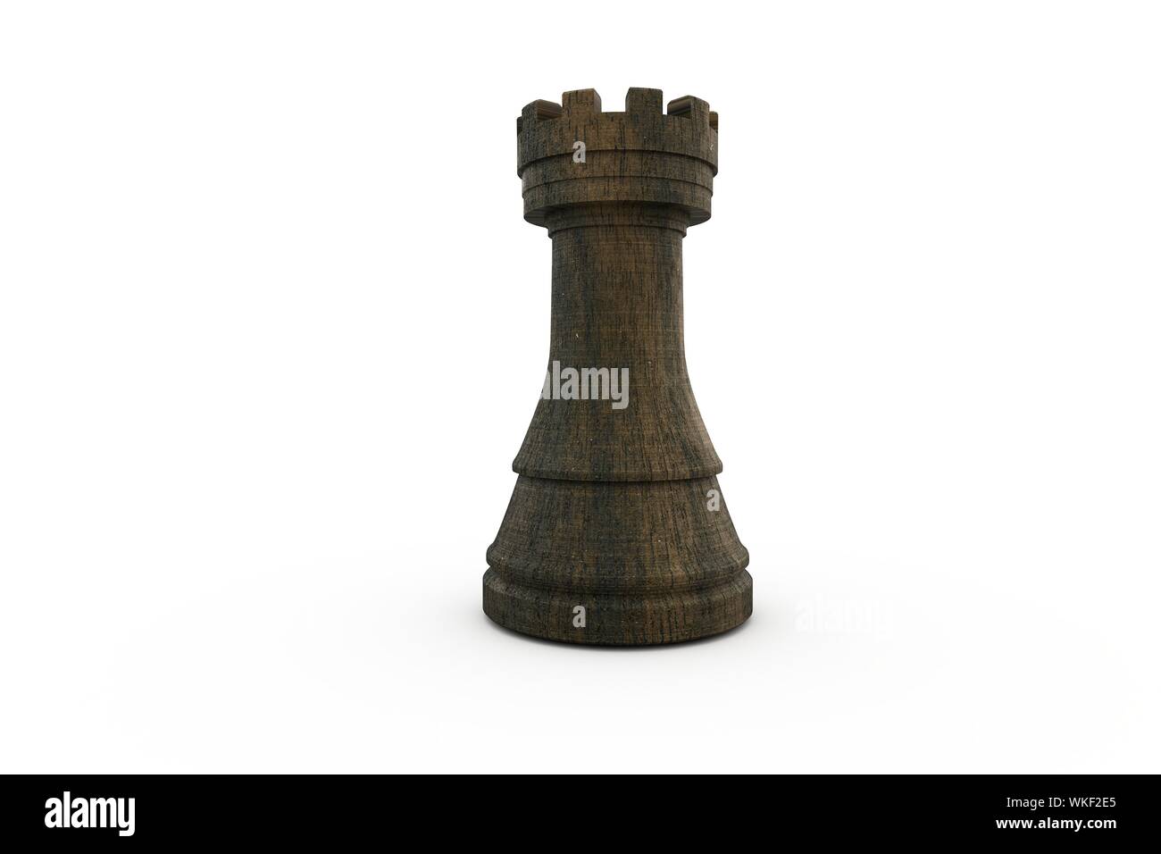 Black rook chess piece on white background Stock Photo - Alamy
