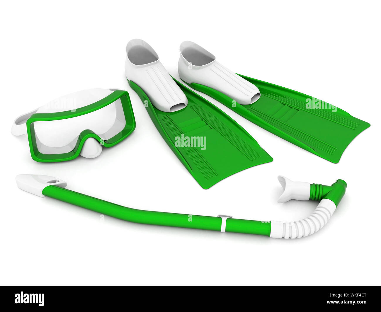 flippers, mask and snorkel on a white background Stock Photo - Alamy