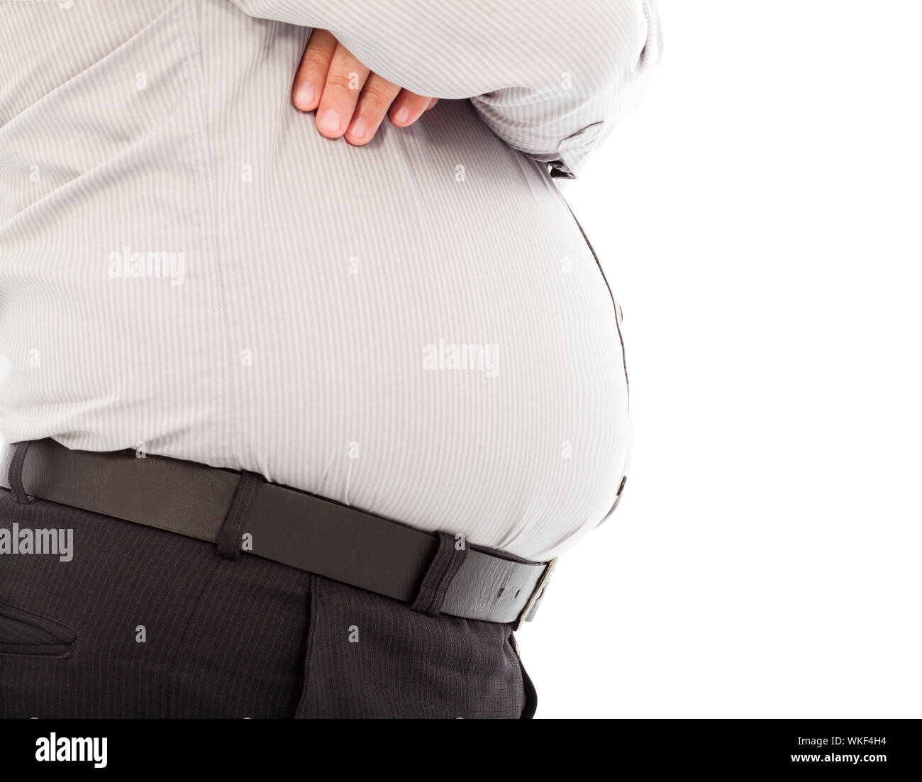 close-up fat business man standing and hands across Stock Photo - Alamy