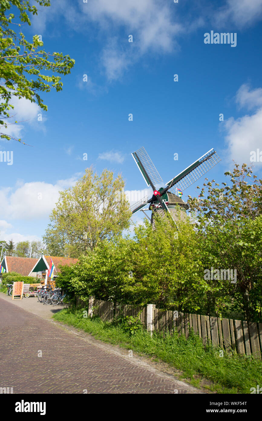windmill at Dutch wadden island Terschelling village Formerum Stock ...