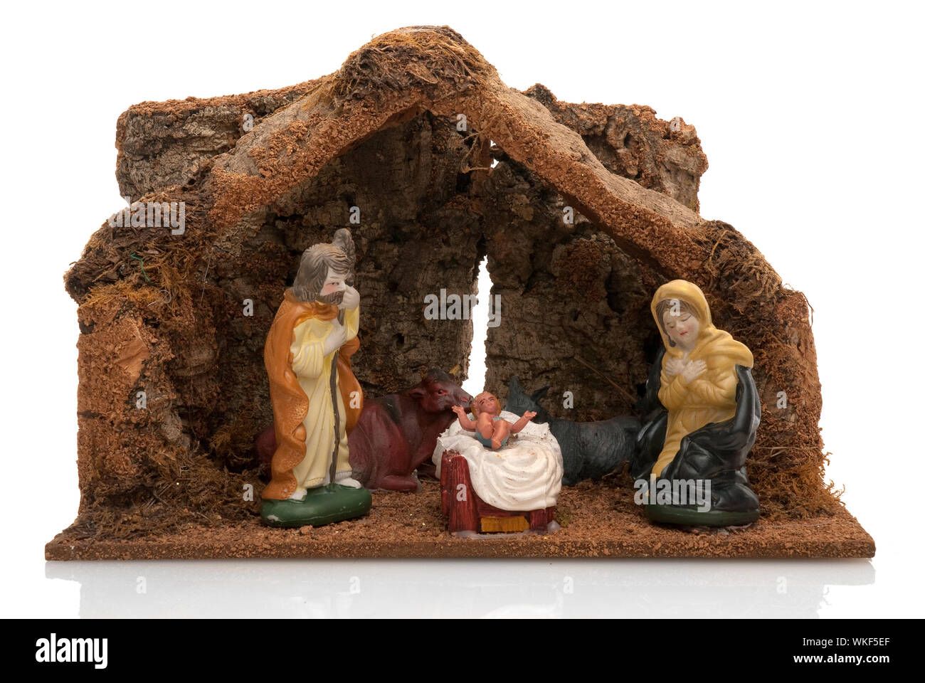 Christmas Crib isolated on white background Stock Photo - Alamy