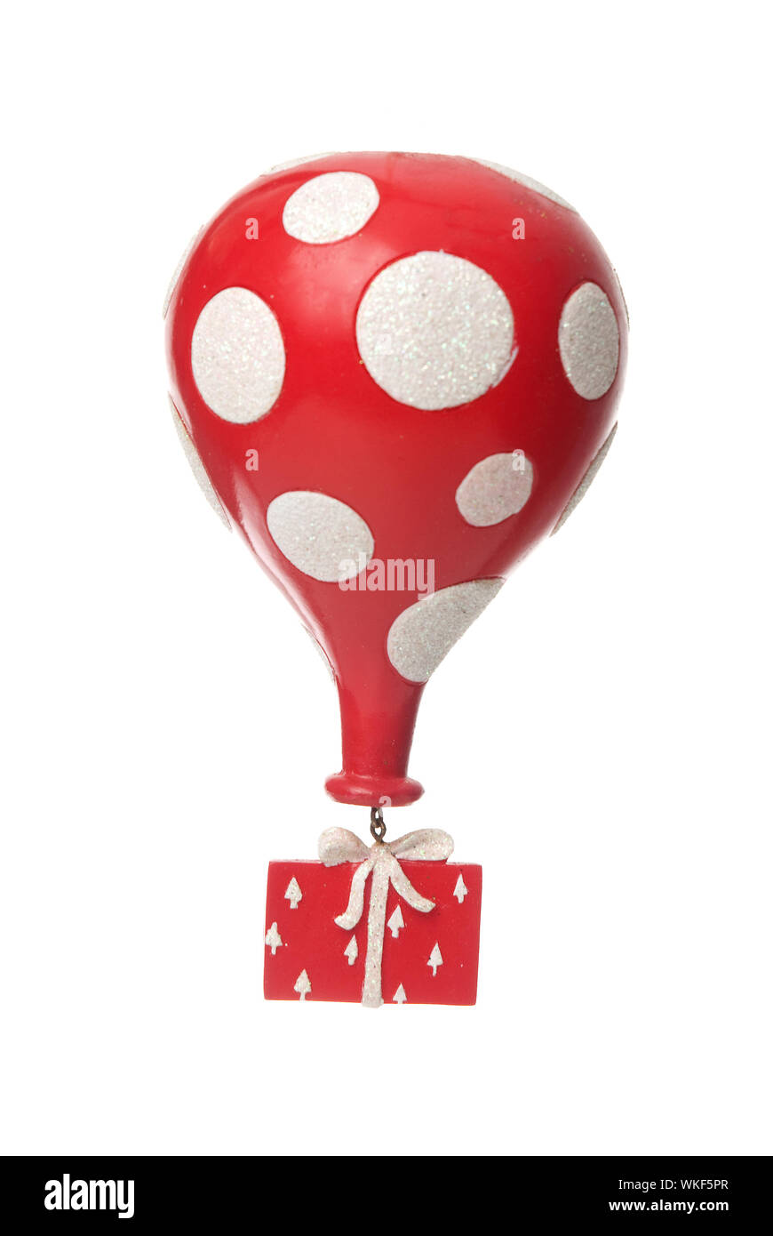 Red gift with balloon isolated on white background Stock Photo - Alamy