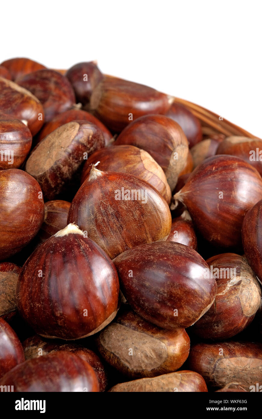 Chestnuts background isolated on white background Stock Photo - Alamy