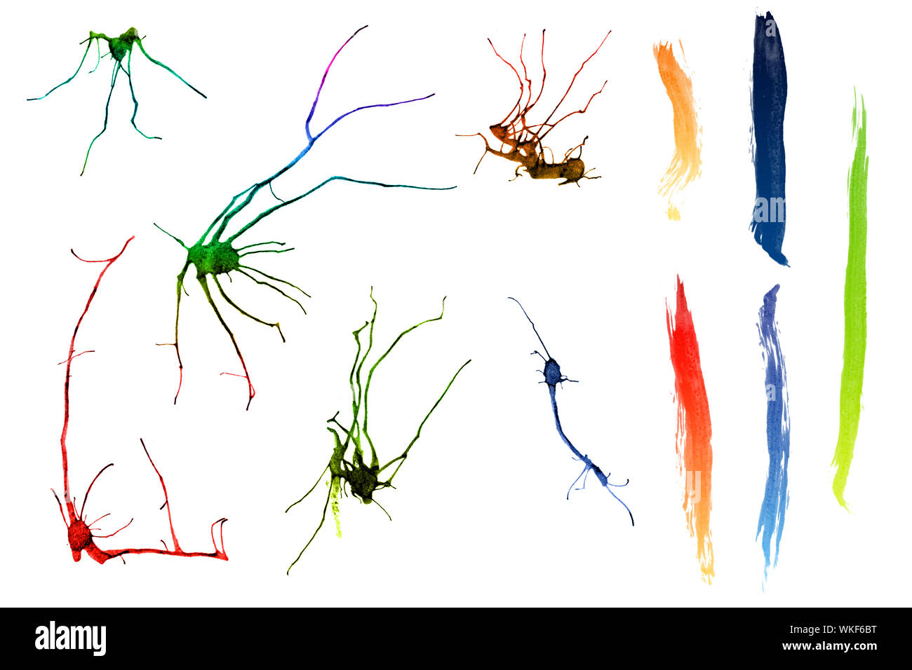 Abstract ink strokes ans splatters isolated on white background Stock ...