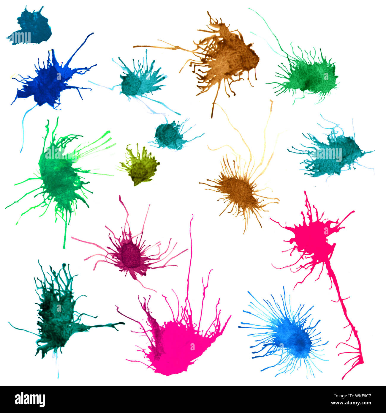 Colorful bright ink splashes on white background Stock Photo - Alamy