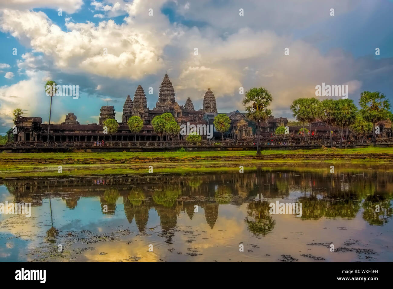 Sunset over the Angkor Wat temple in Cambodia Stock Photo - Alamy
