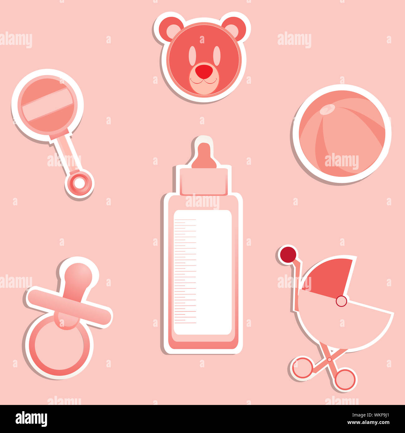 illustration of different baby items Stock Photo - Alamy