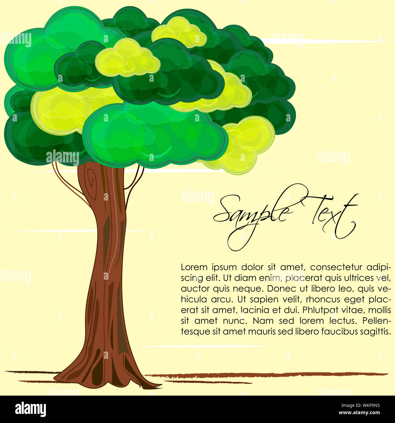 illustration of nature card with tree Stock Photo - Alamy