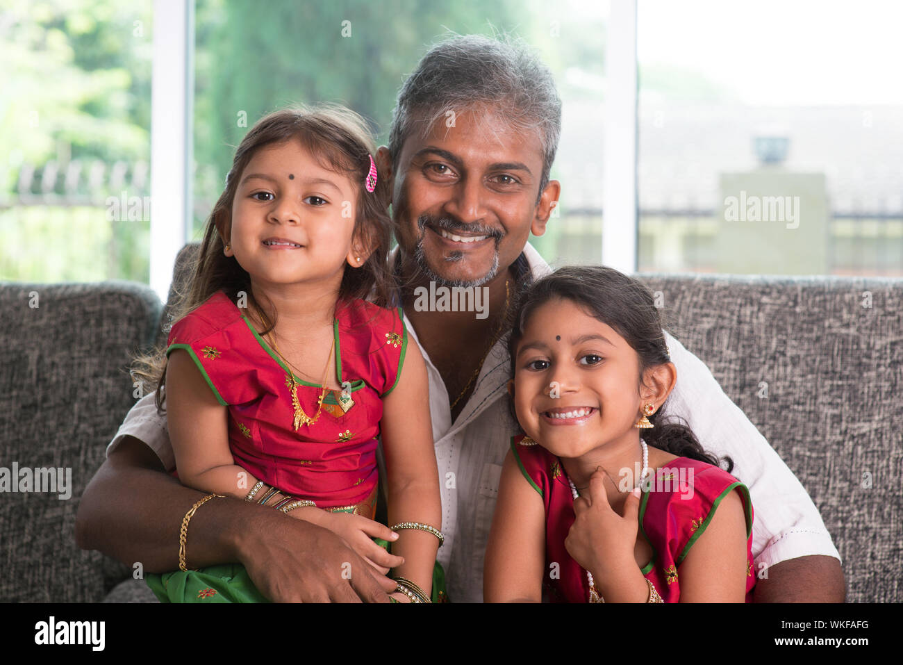Indian father and daughters hi-res stock photography and images - Alamy