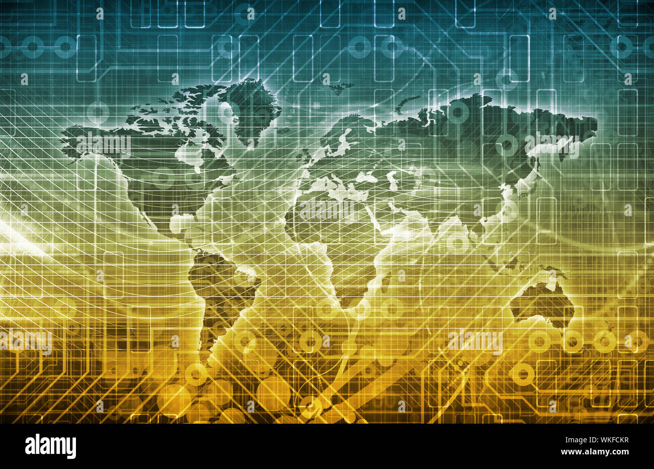 Global Digital Technology Concept with Monitors Screens Stock Photo - Alamy