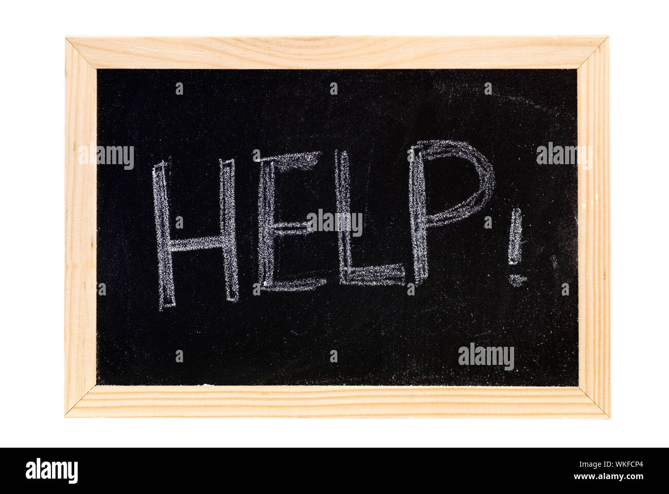 Blackboard writing a white word of "help Stock Photo - Alamy