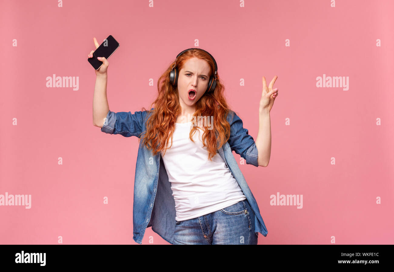 Joyful young girl mouth open redhead hi-res stock photography and ...