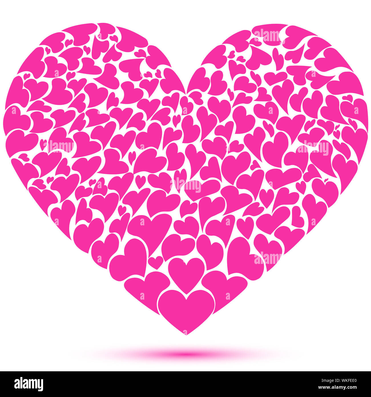 illustration of heart made of many hearts on white background Stock ...