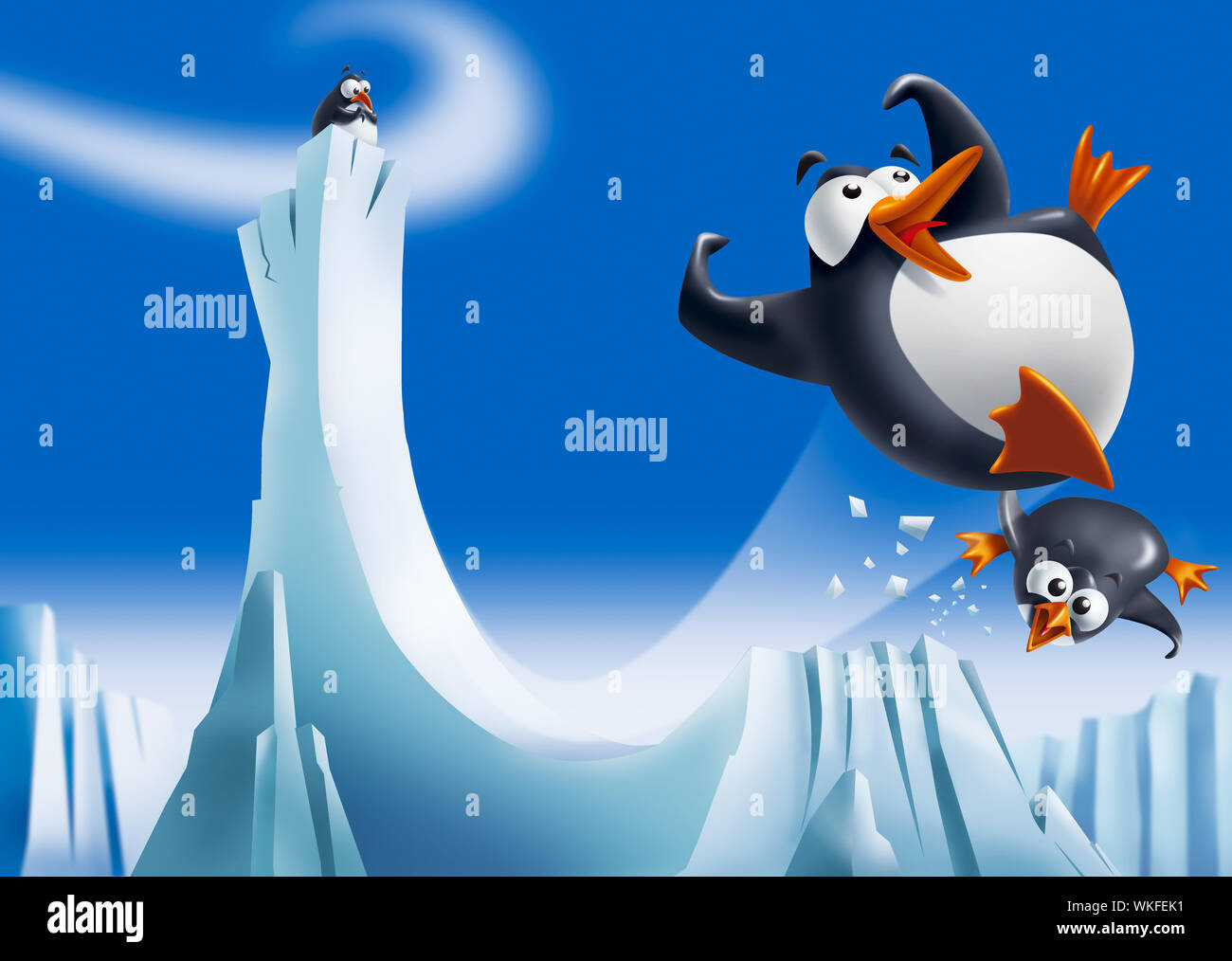 Penguin Sliding Cartoon