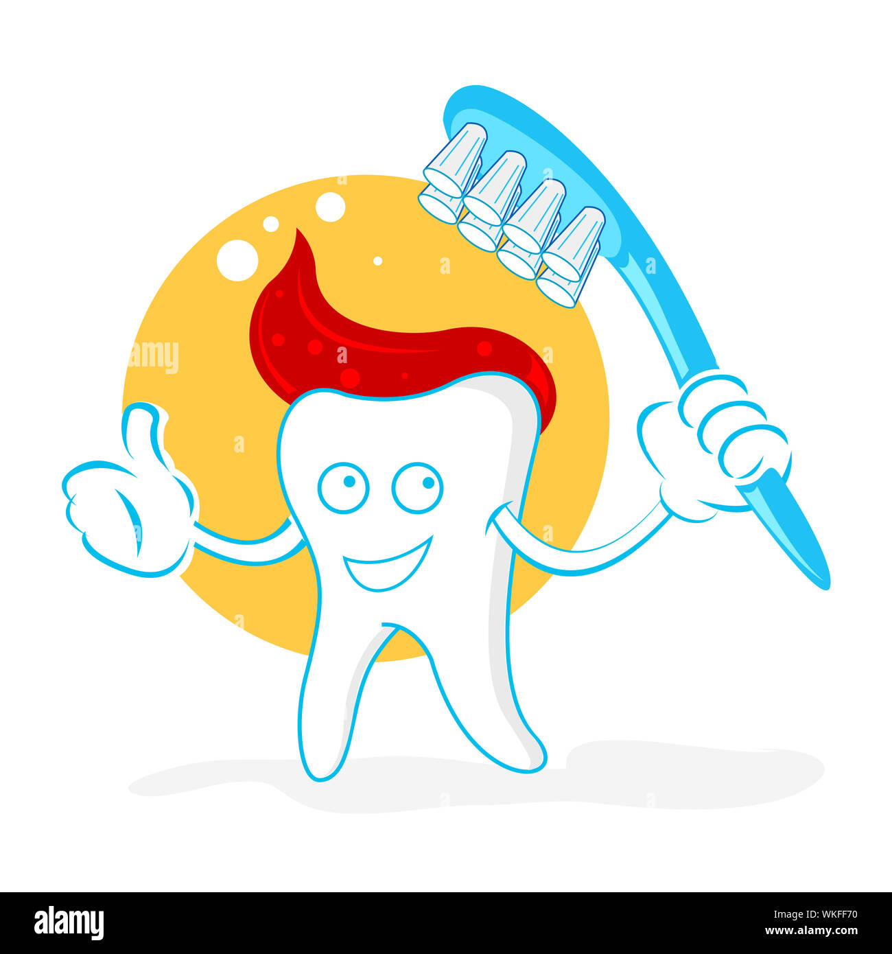 illustration of happy teeth with brush on white background Stock Photo ...