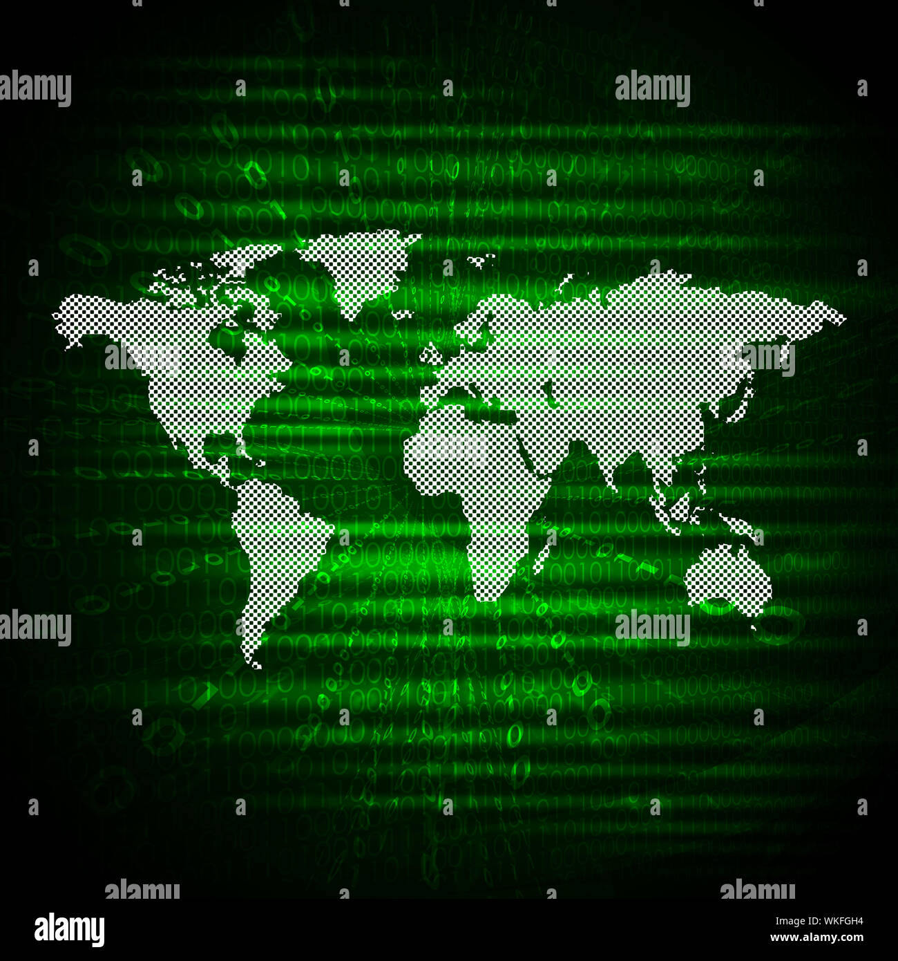 Glowing figures and world map. Hi-tech technological background Stock Photo - Alamy