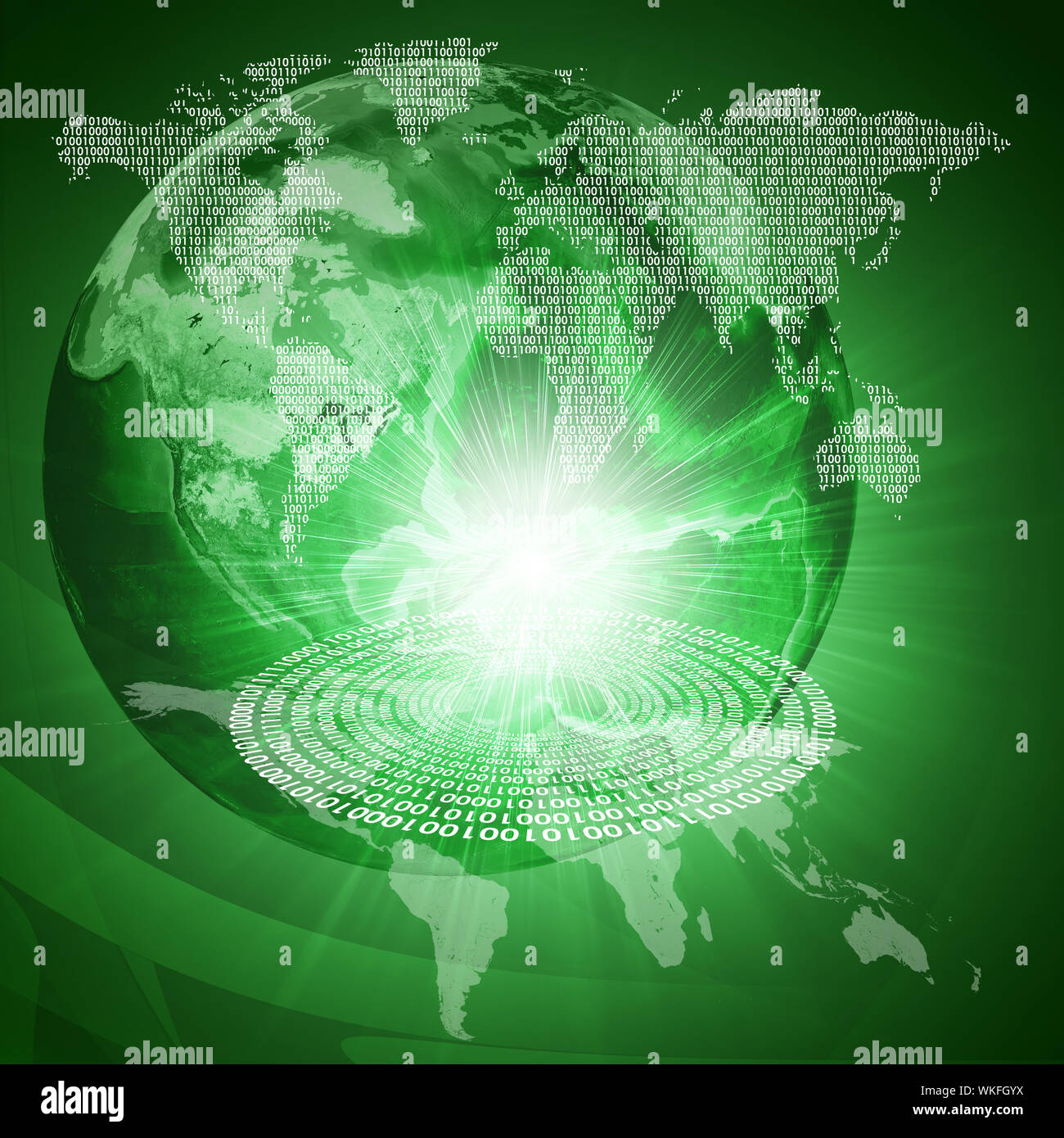 Glowing figures and Earth. Hi-tech technological background. Elements ...