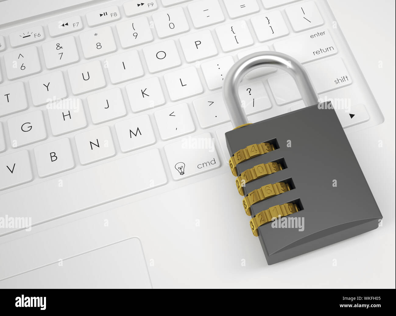 Combination lock on the keyboard. View from above Stock Photo - Alamy