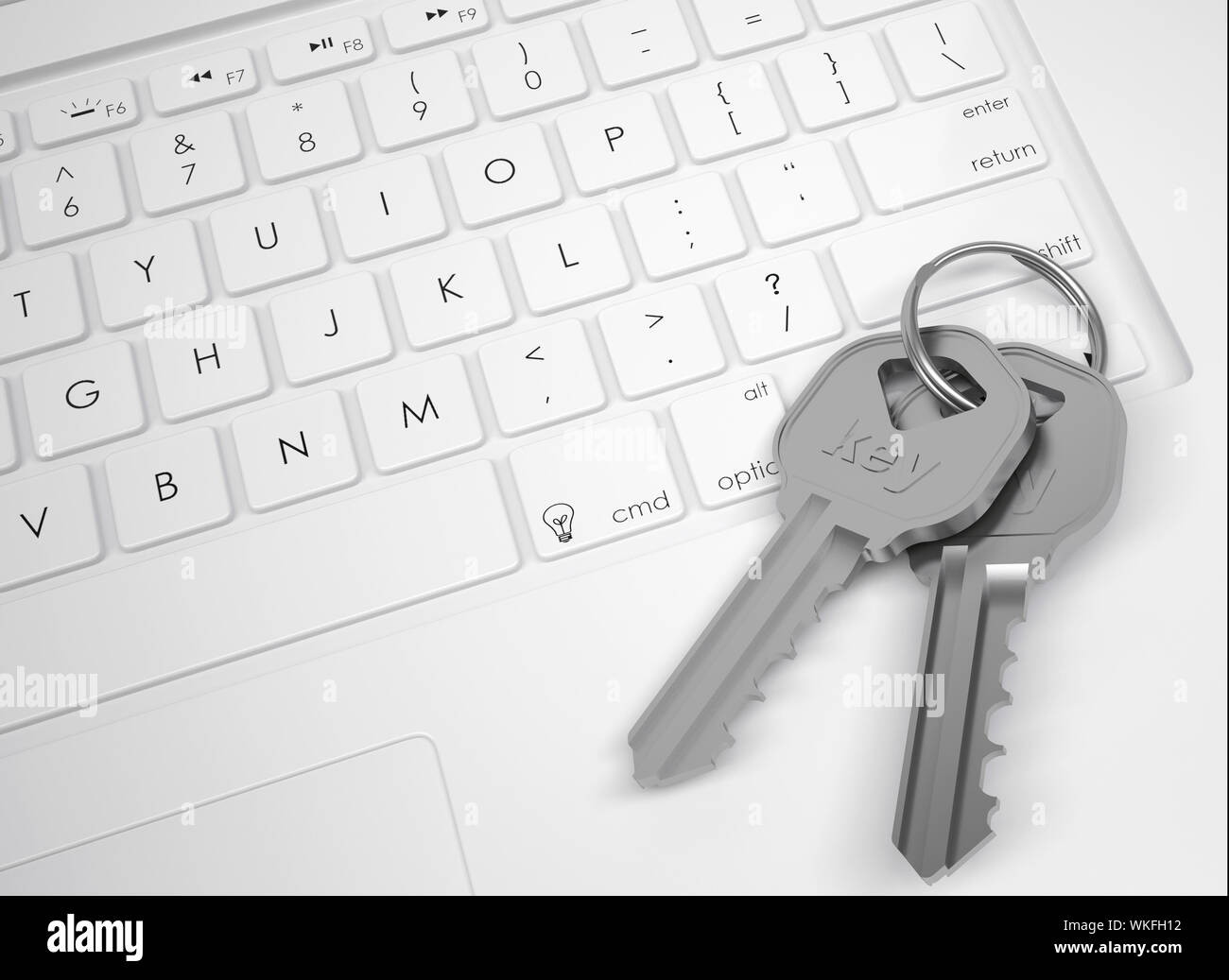 Two metal keys on the keyboard. View from above Stock Photo - Alamy