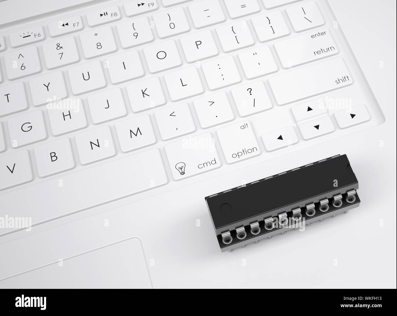 Electronic chip on the keyboard. View from above Stock Photo - Alamy