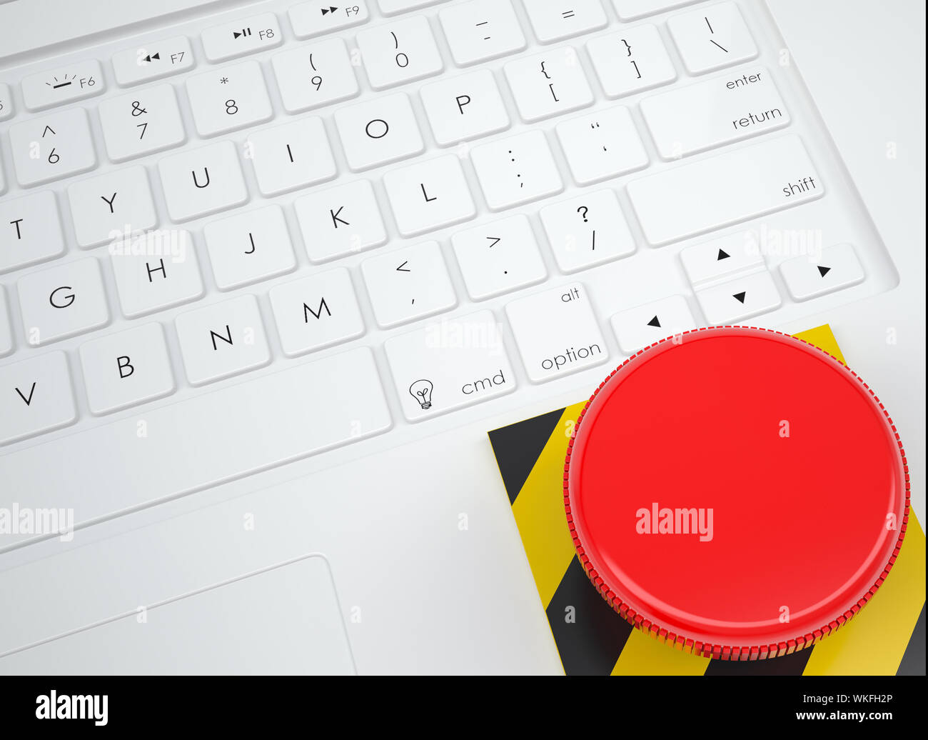 Danger button on the keyboard. View from above Stock Photo - Alamy