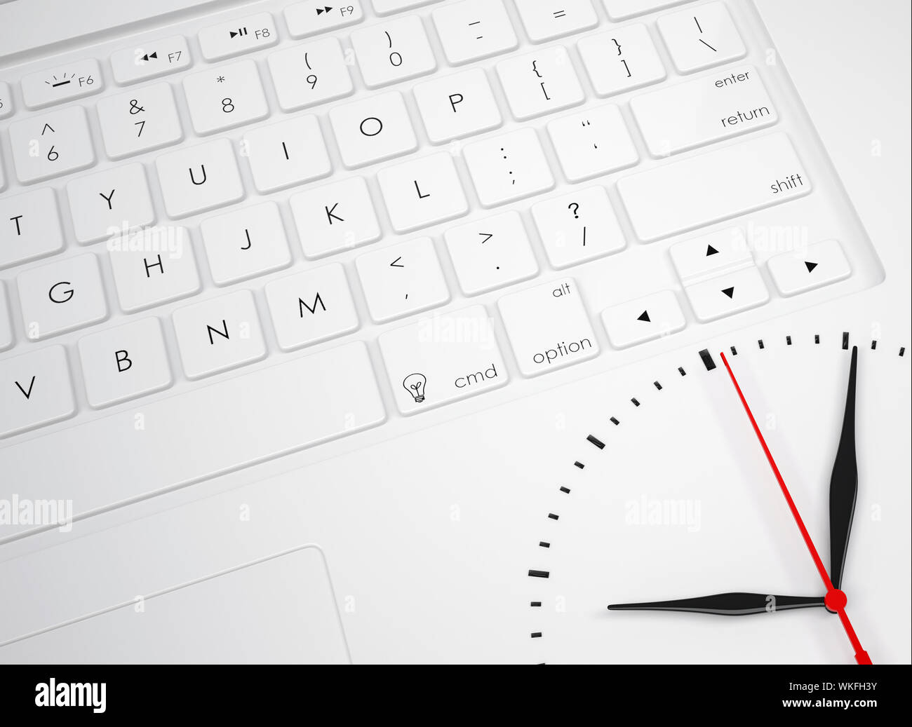 Clock face on the keyboard. View from above Stock Photo - Alamy