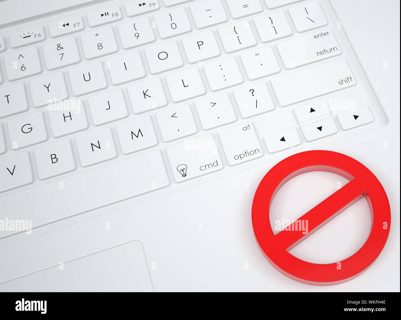 Red stop sign on the keyboard. View from above Stock Photo - Alamy