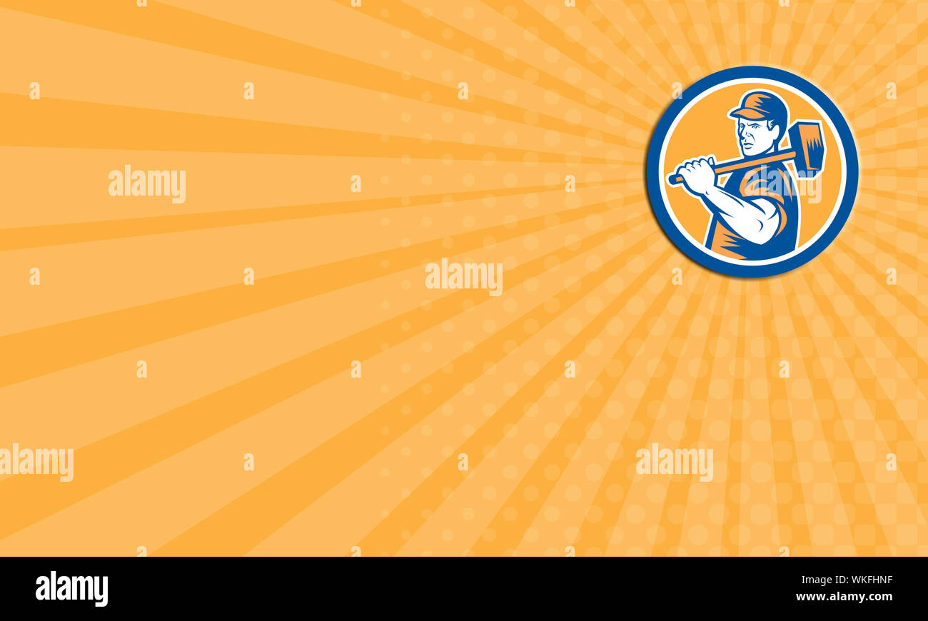 Business card showing illustration of a union worker holding ...