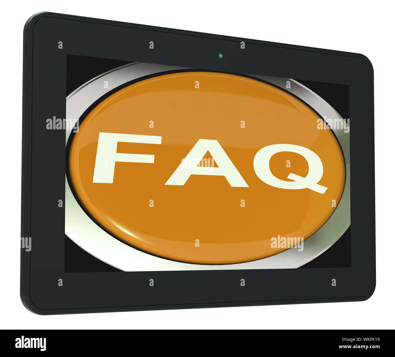 FAQ Tablet Showing Frequently Asked Question Stock Photo - Alamy