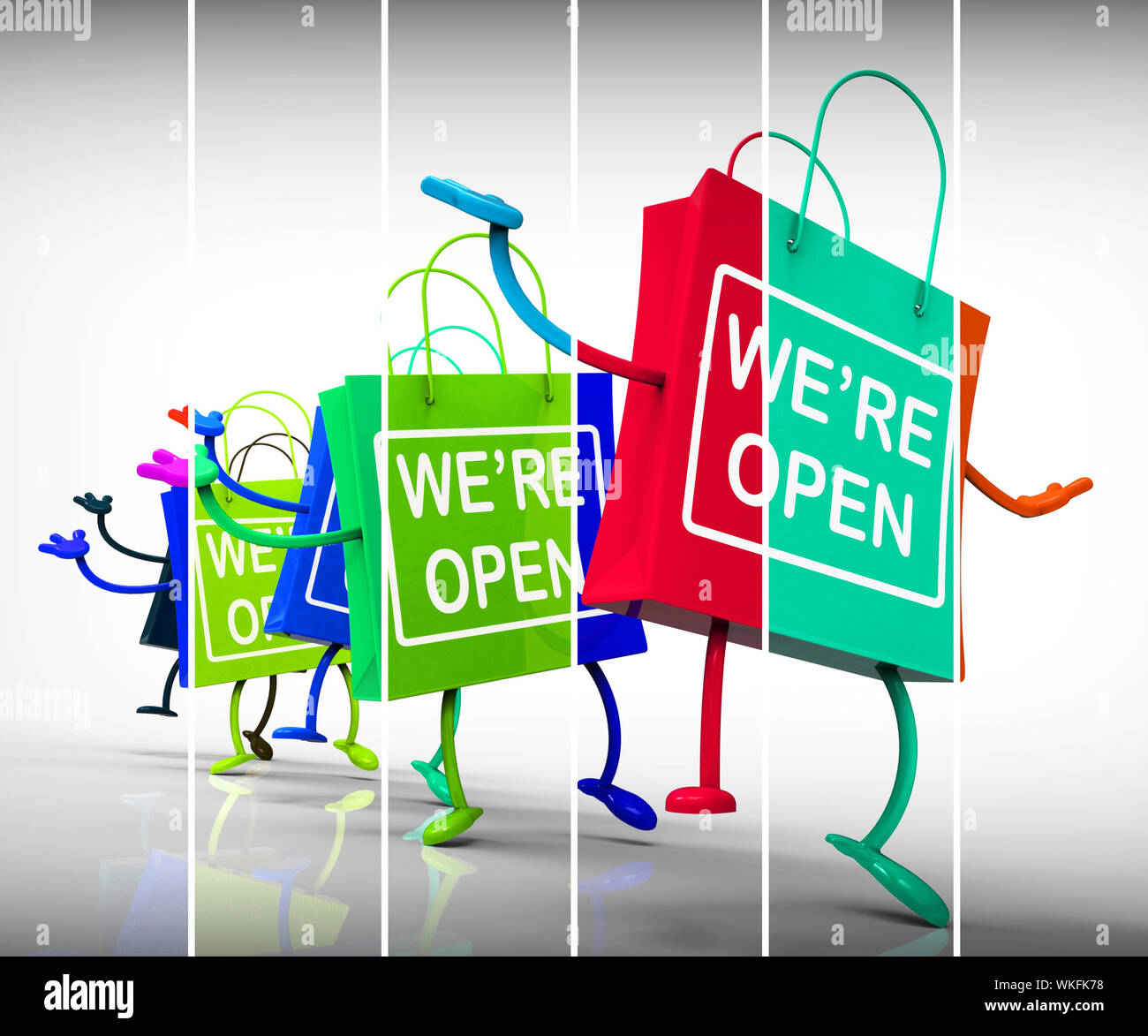 We're Open Shopping Bags Showing Shopping Availability and Grand ...