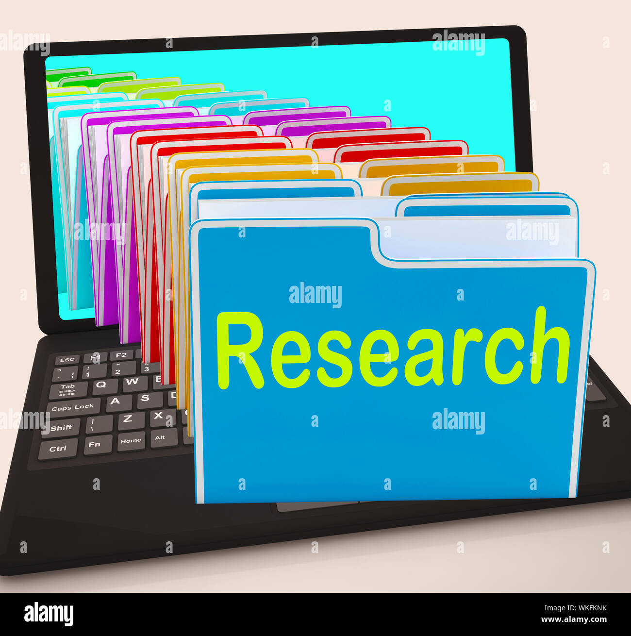 Research Folders Laptop Meaning Investigation Gathering Data And ...