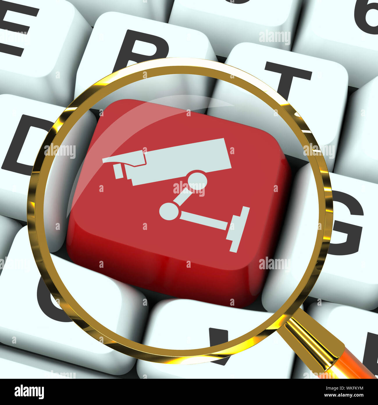 Camera Key Magnified Showing CCTV and Web Security Stock Photo - Alamy
