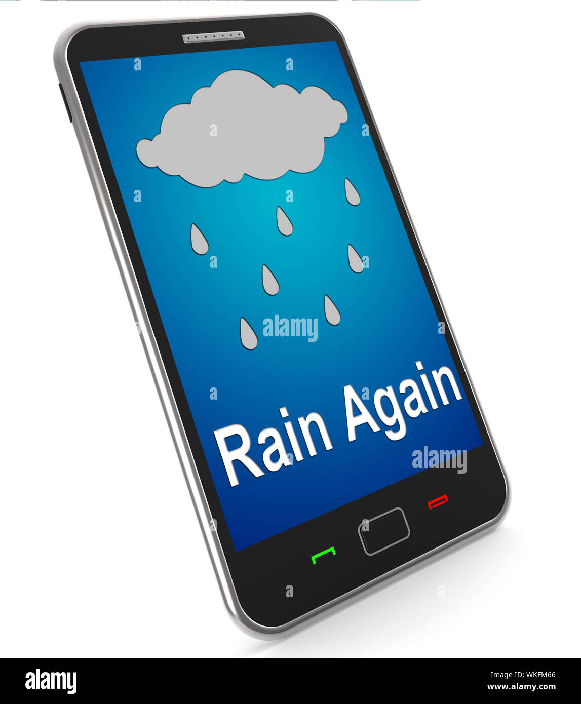 Rain Again On Mobile Showing Wet Miserable Weather Stock Photo - Alamy