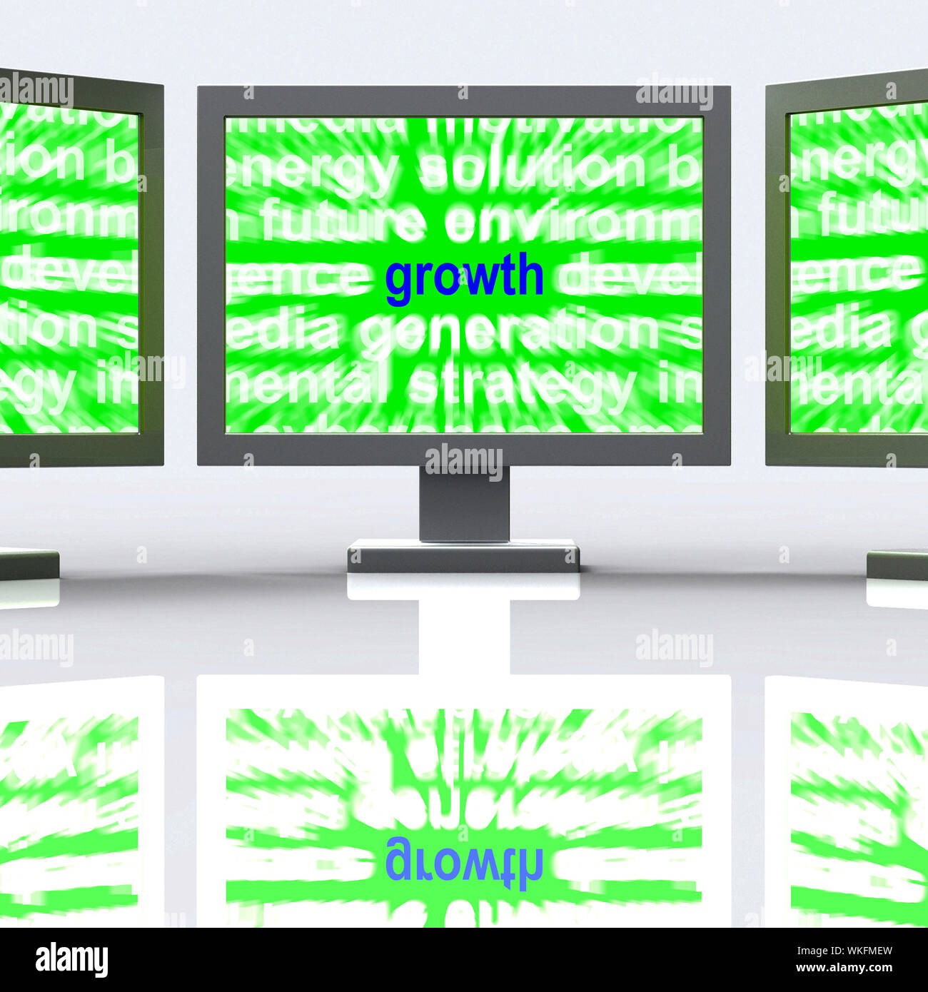 Growth Monitors Showing Progress Gain And Expansion Stock Photo - Alamy