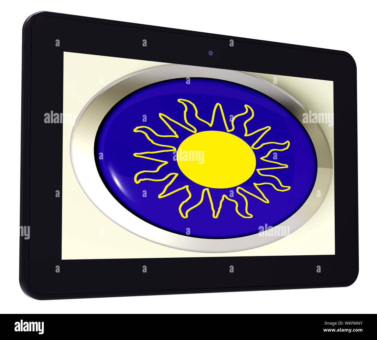 Sunny Tablet Meaning Hot Weather Or Sunshine Stock Photo - Alamy