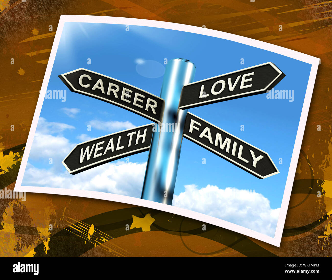 Career Love Wealth Family Sign Showing Life Balance Stock Photo - Alamy