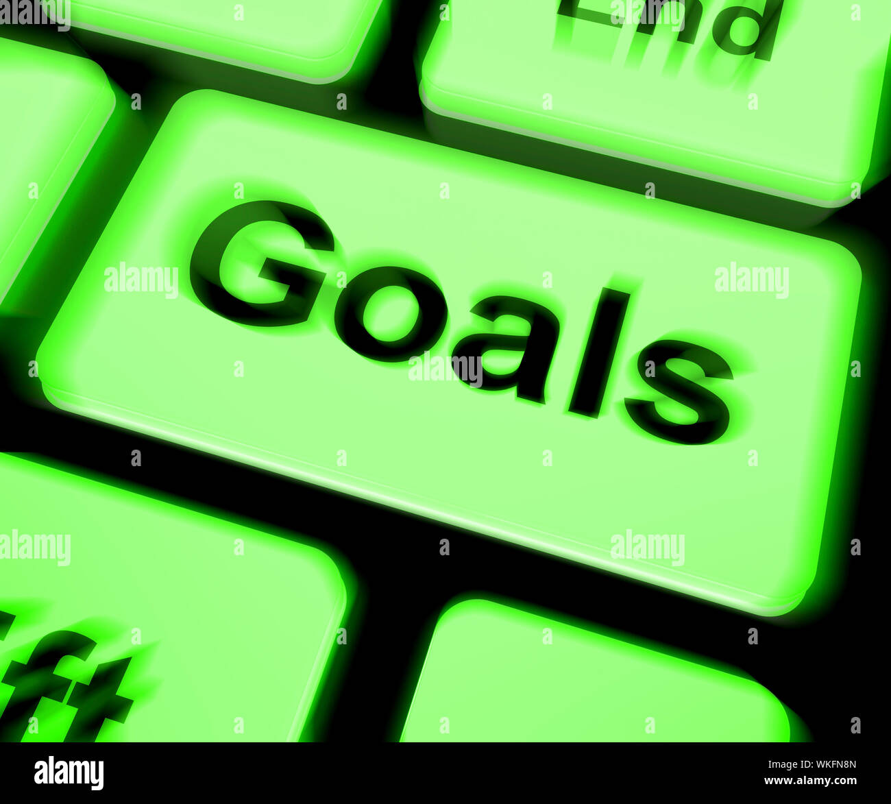 Goals Keyboard Showing Aims Objectives Or Aspirations Stock Photo - Alamy