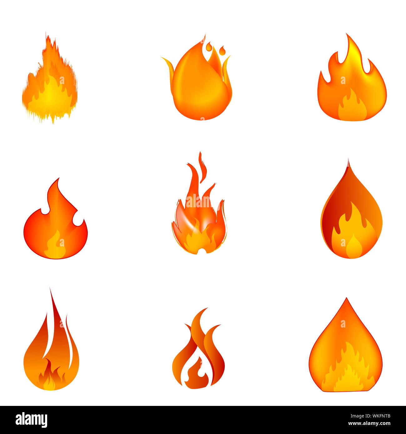 illustration of shapes of fire on white background Stock Photo - Alamy