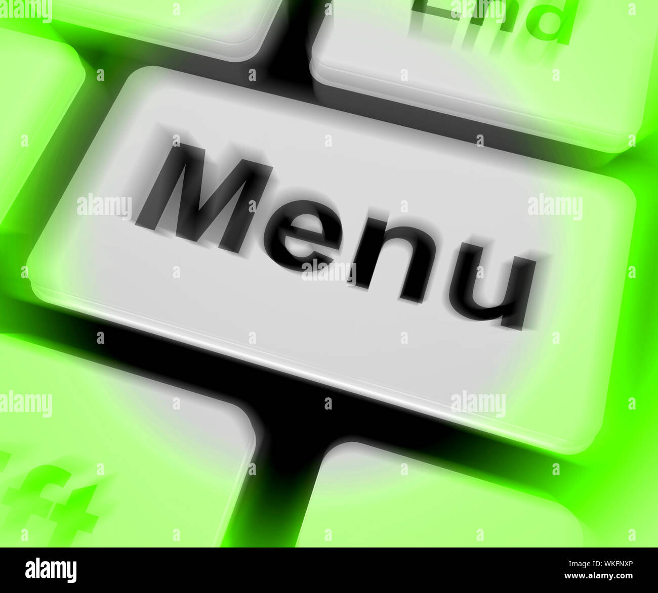 Menu Keyboard Showing Ordering Food Menus Online Stock Photo - Alamy